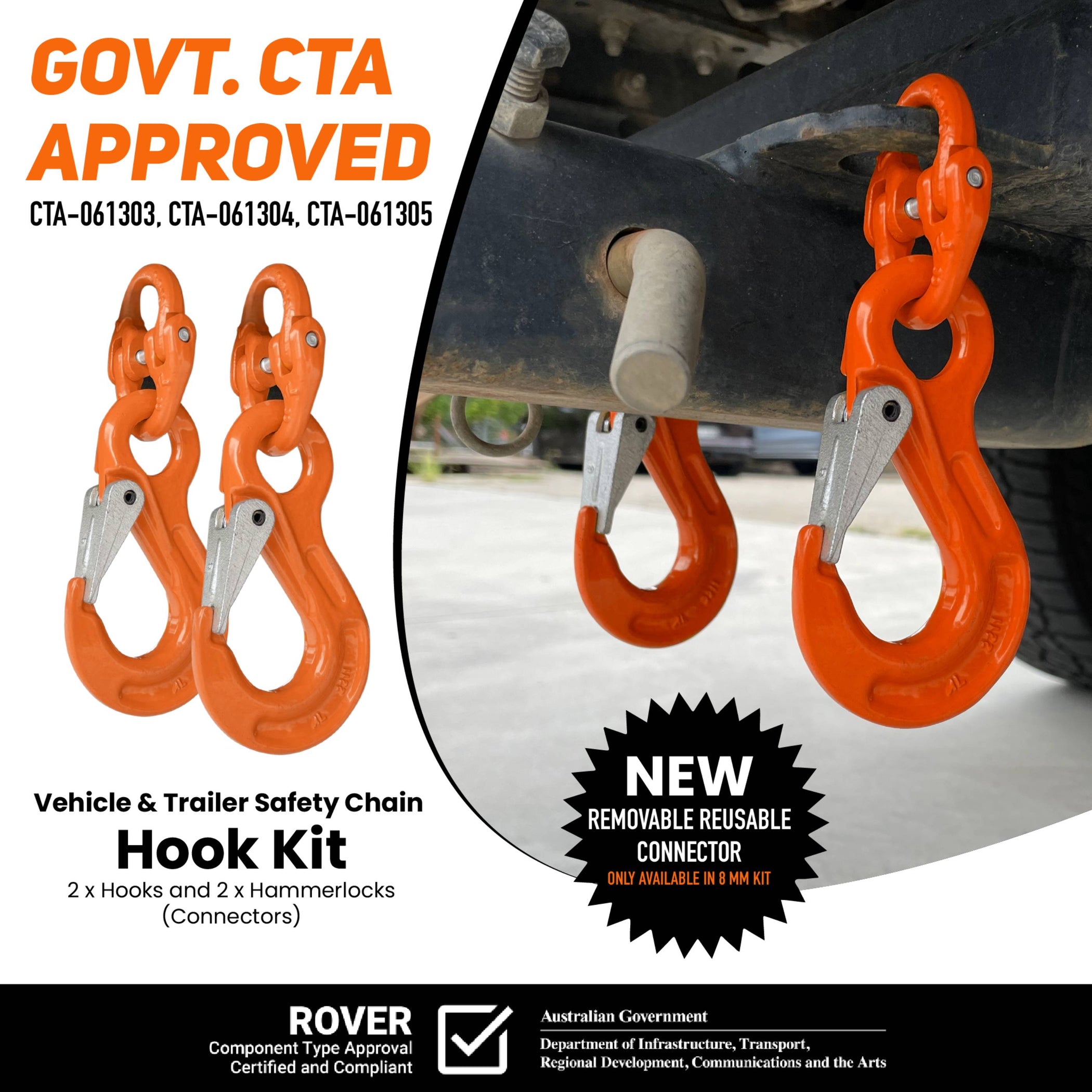 Govt. CTA Approved | Vehicle & Trailer Safety Chain Hook Kit ...